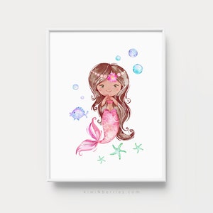 Girls Room Decor, Mermaid Prints, Inclusive Wall Art, Printable Art for ...