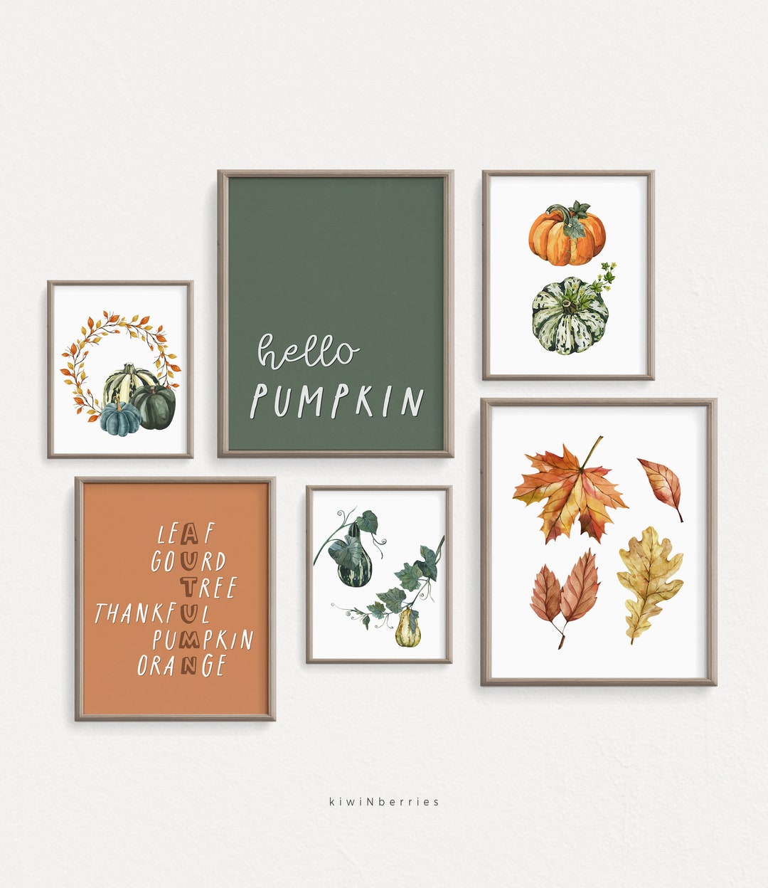 Autumn Art Print Set, Fall Decorations, DIY Printable Art, Hello ...