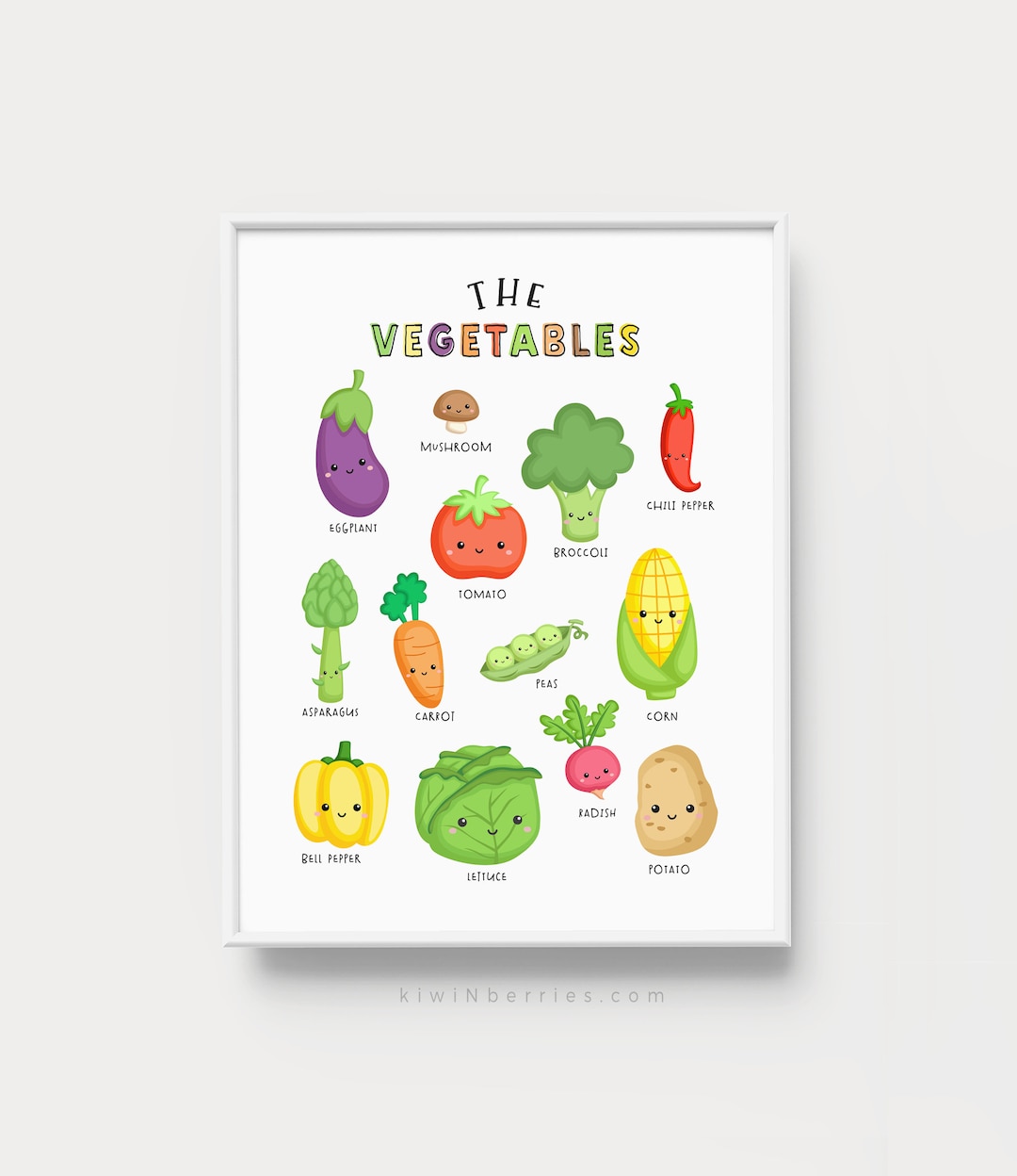Fun Veggies Print, Learning Educational Wall Art, Playroom Printable ...