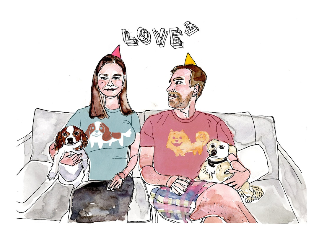 Couple Love Print, Humorous Portraits, Limited Edition Giclee Print ...