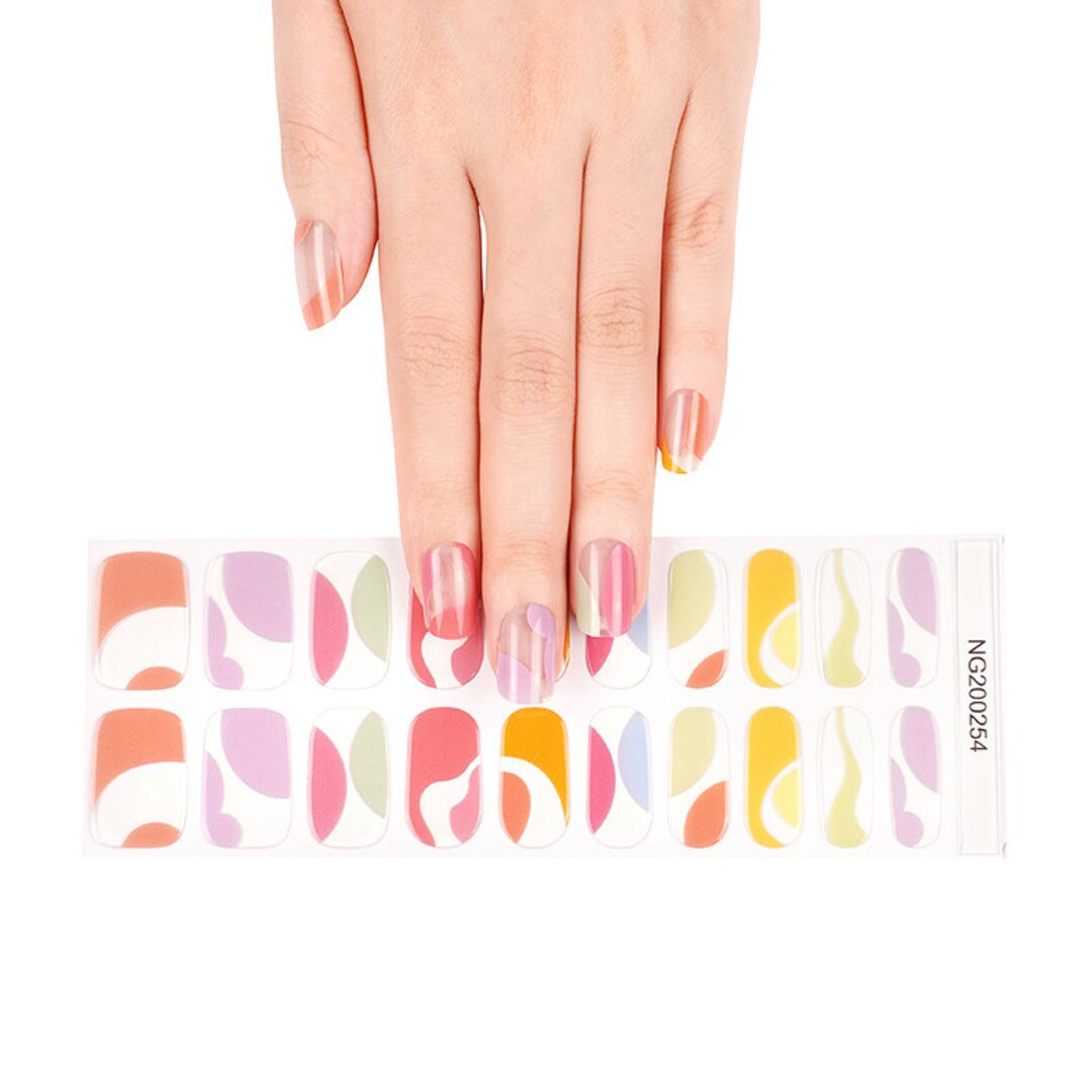 Abstract Pastels (semi-transparent) - Semi-cured UV Gel Nail Stickers ...