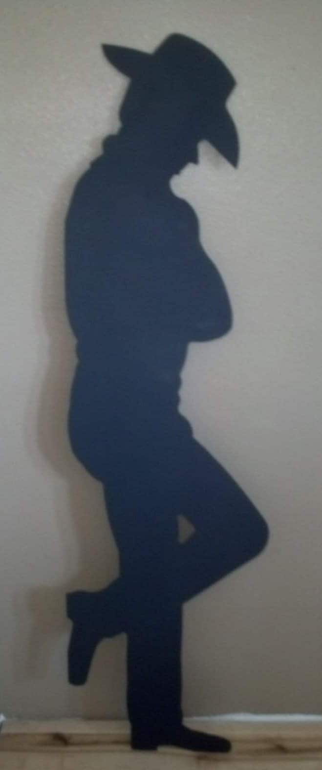 6 Foot Tall Leaning Cowboy Silhouette. 14 Gauge Steel Painted Satin ...