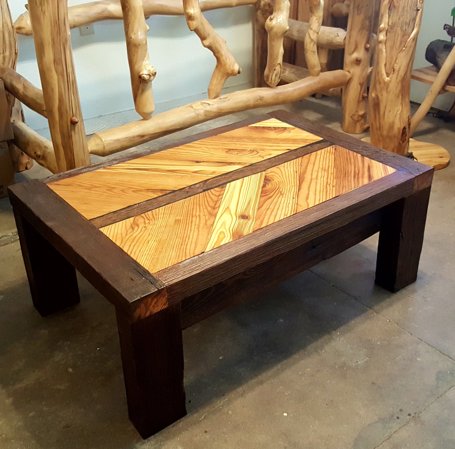 Rustic Reclaimed Wood Coffee Table, 100+ Year Old Wood, Barn Wood ...