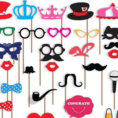 Rustic Wedding Printable Photo Booth Props 8 Hand Painted - Etsy