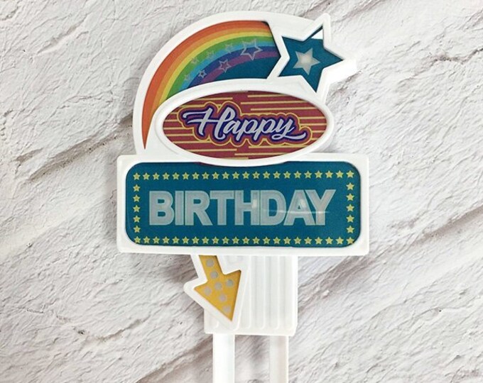 Flashing Cake Topper happy Birthday, Birthday Party Decorations, - Etsy