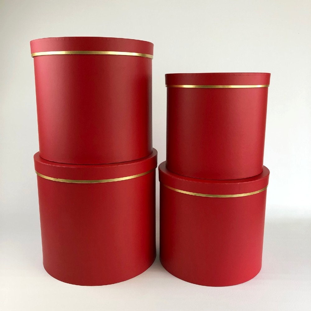 XXL Size Boxes Set of 4 Red With Golden Rim W9321R - Etsy