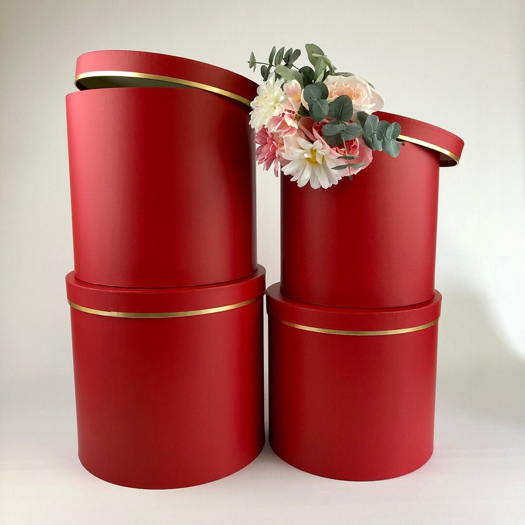 XXL Size Boxes Set of 4, Red With Golden Rim W9321R - Etsy