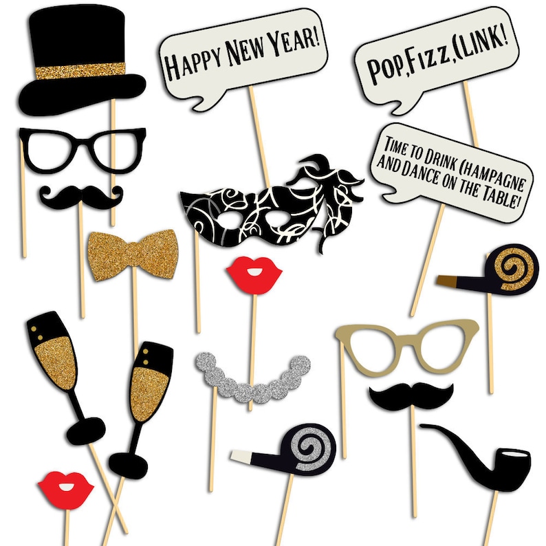 New Year Photo Booth Props Happy New Year Photo Booth Props - Etsy