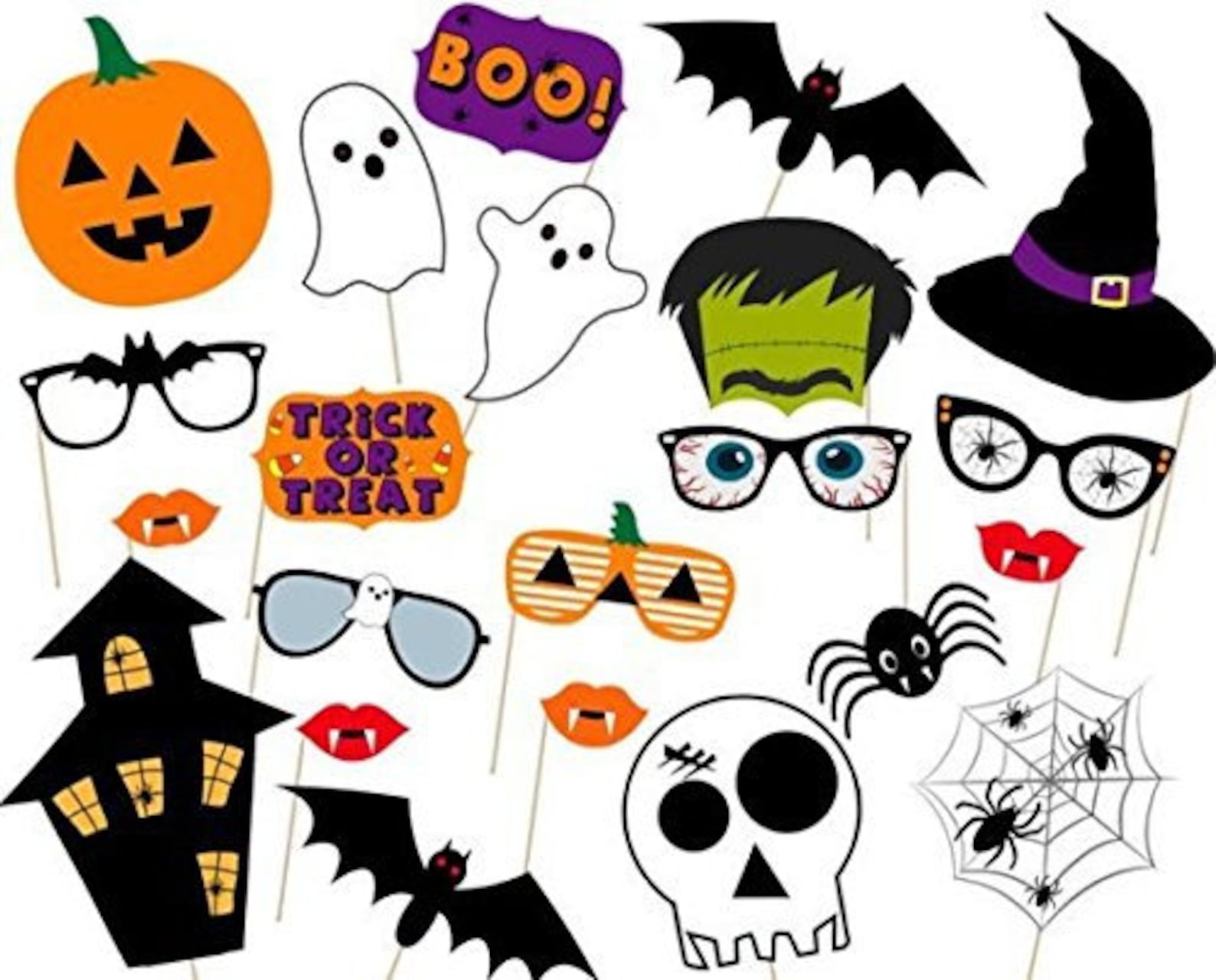 Halloween Photo Booth Props 22 Pcs Halloween Decorations - Etsy