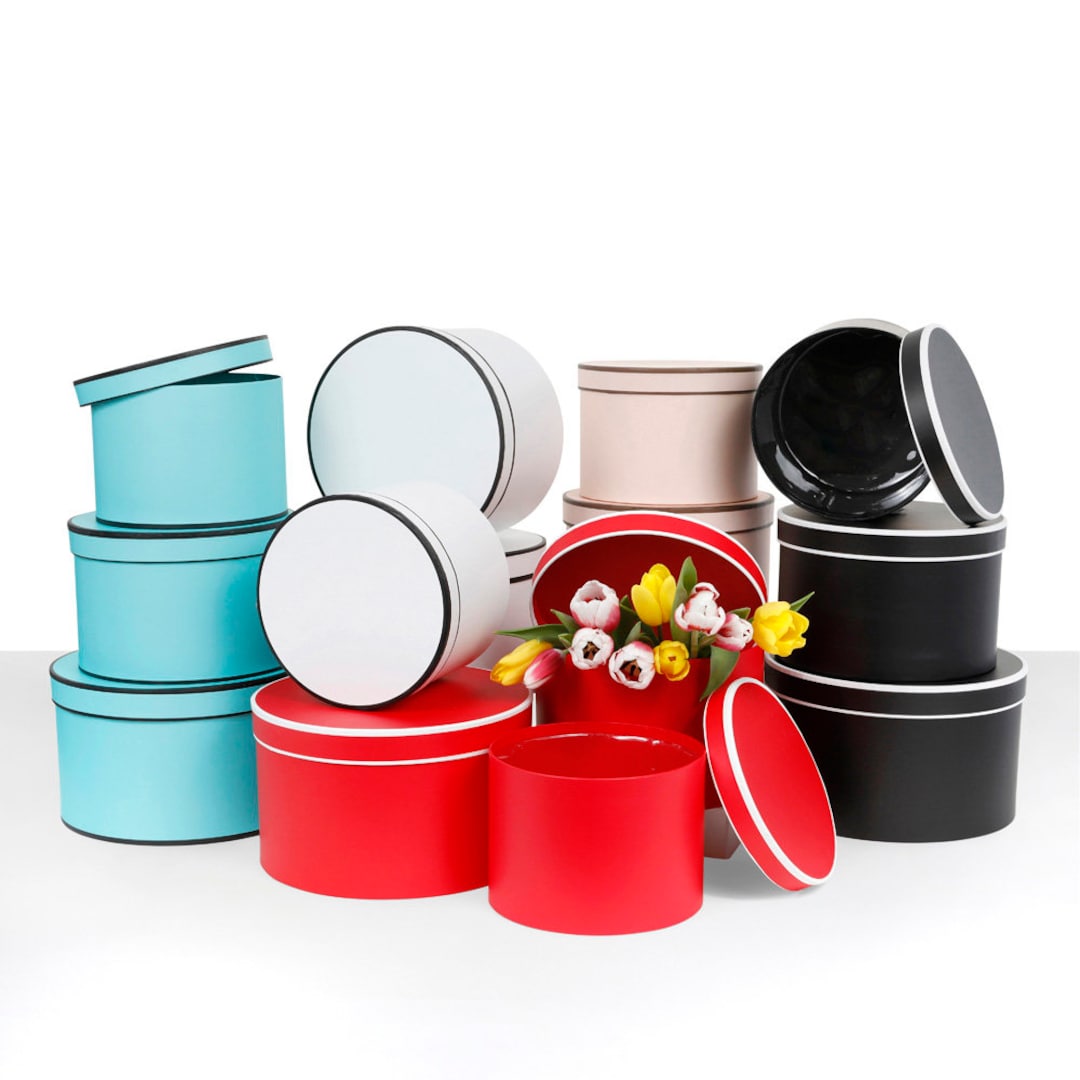 Set of 3, Round Flower Box, Various Colors W738 - Etsy UK