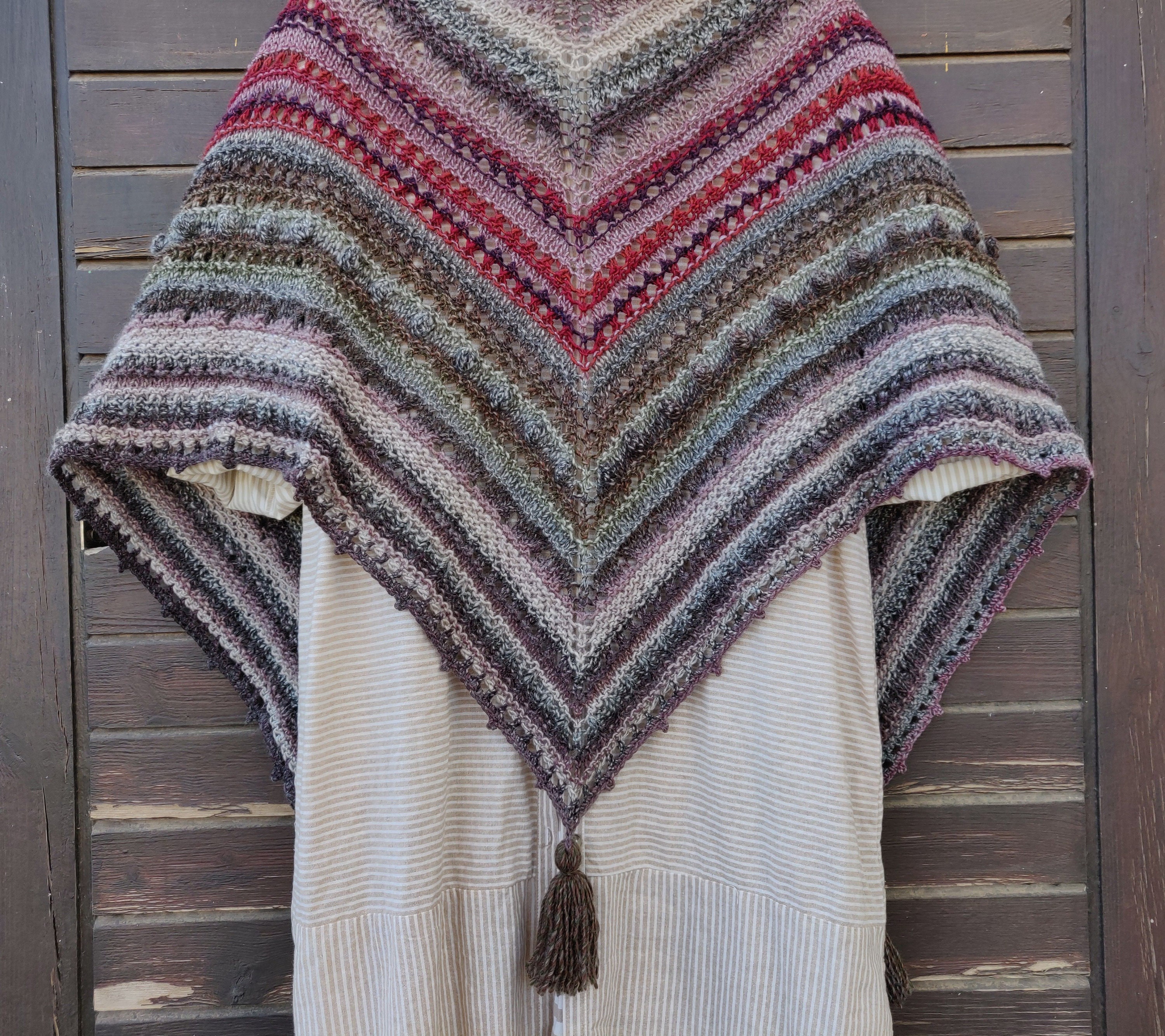 Gris Melange Chal de Punto, Chal de Lana, Chal Triangular, Chal Hecho a ...