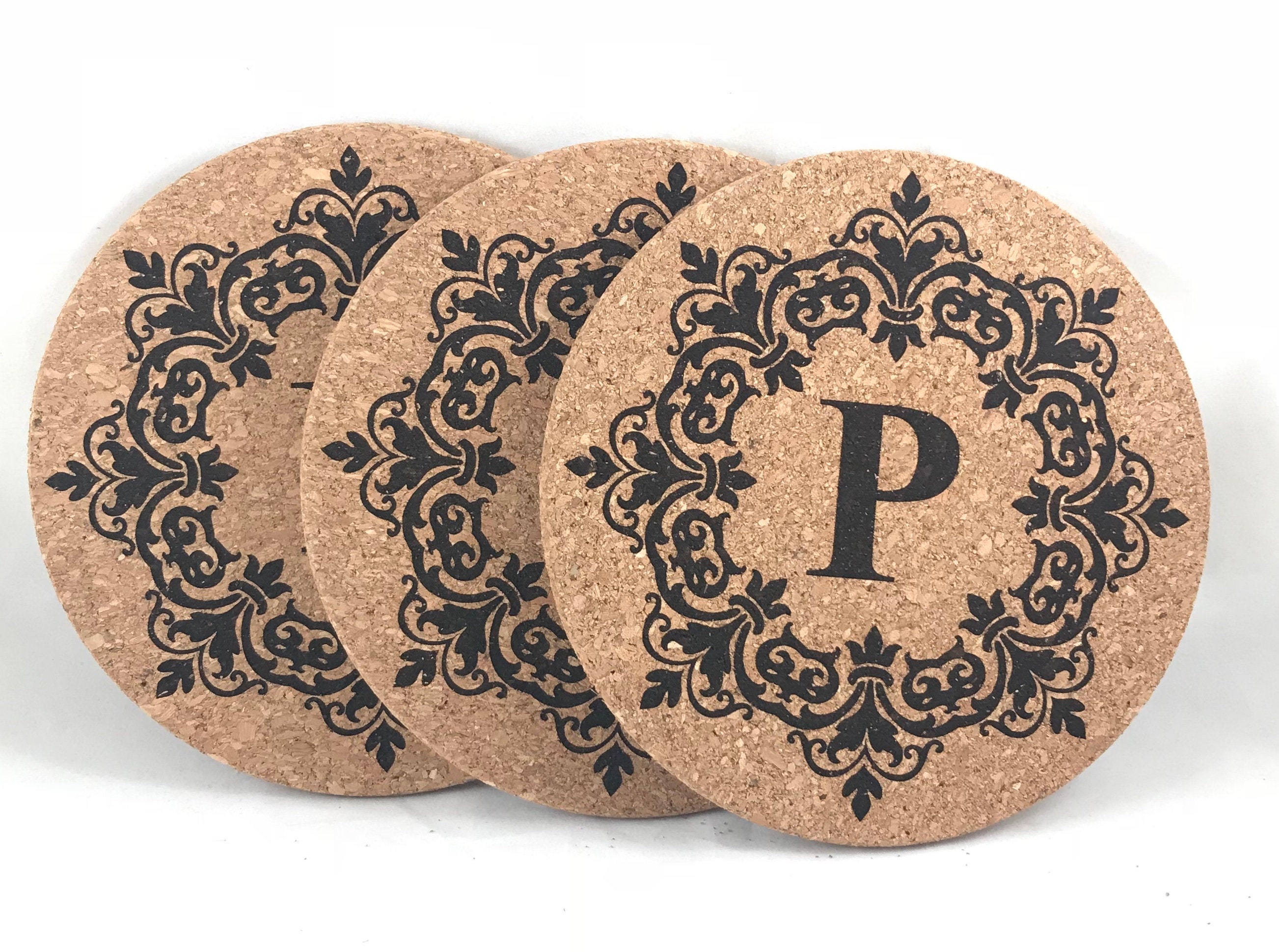 Monogram Trivets Laser Engraved Cork Trivets Monogram Hot - Etsy
