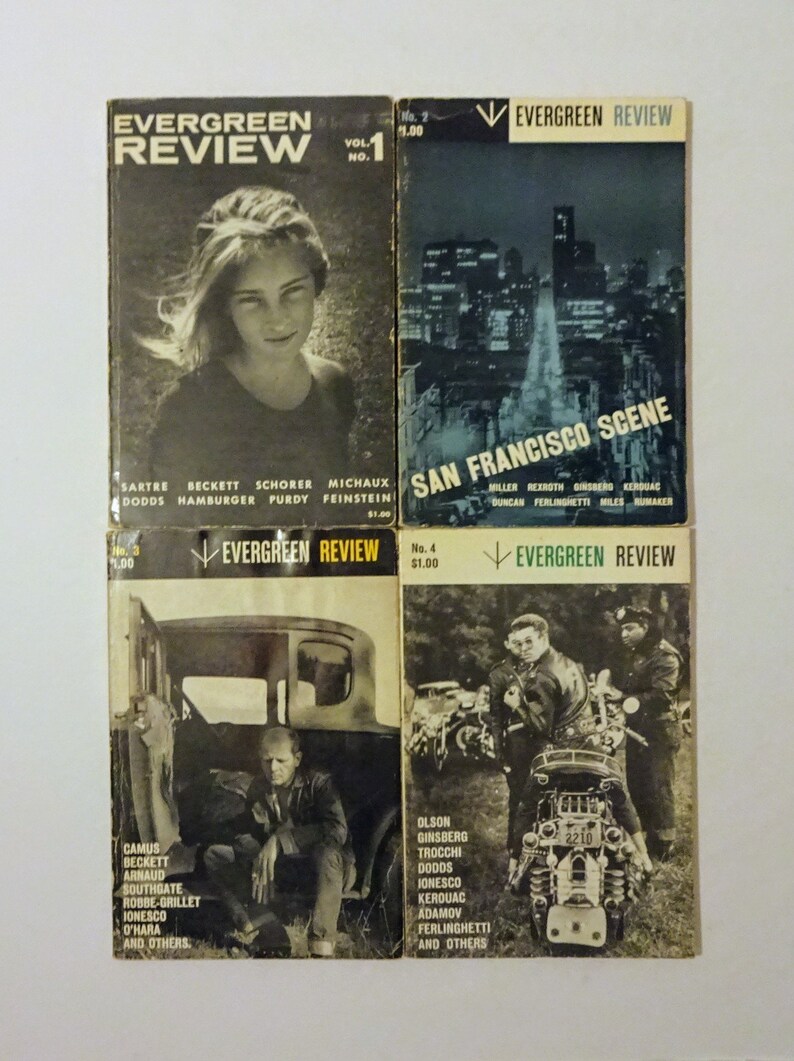 1957 Evergreen Review, No.'s 1 2 3 4 - First Four Issues, JACK KEROUAC ...