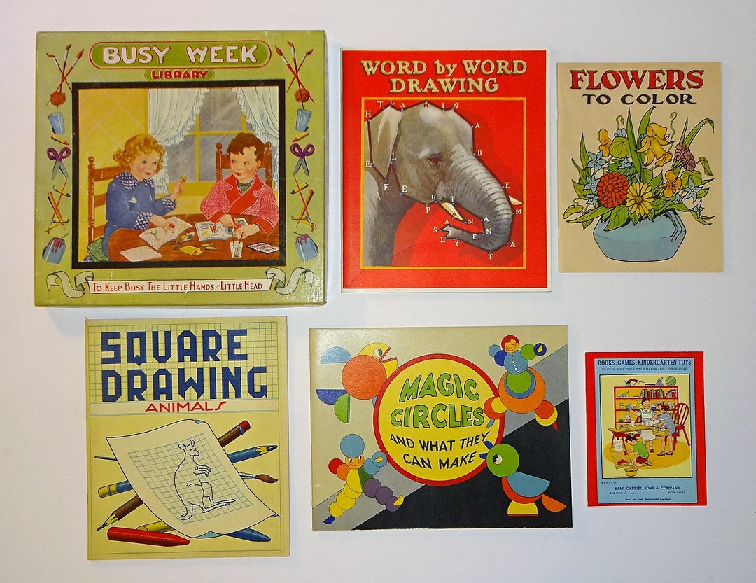 BUSY WEEK LIBRARY - Vintage Children's Activity Book Set With Storage ...