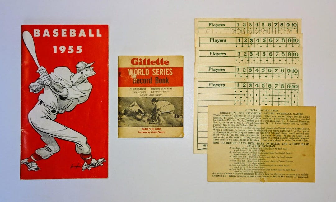 1953 Gillette World Series Record Book, 1955 Baseball Schedule, Psychic ...