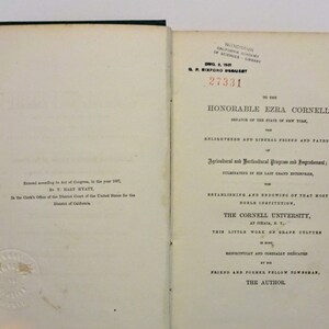 1867 Hyatt's Hand-book of GRAPE CULTURE by T. Hart Hyatt, 1st Edition ...