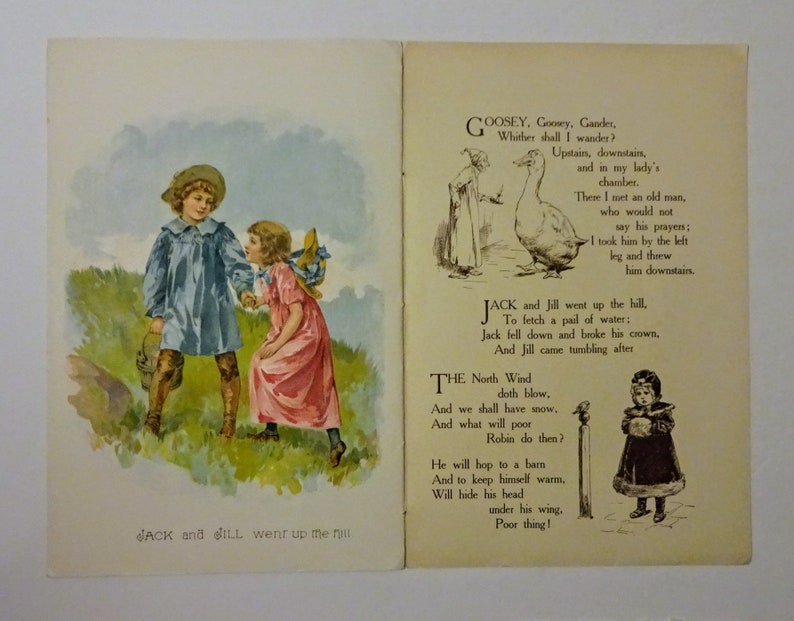 1920's MOTHER GOOSE Rhymes, Color Chromolithographs, Mcloughlin Bros ...