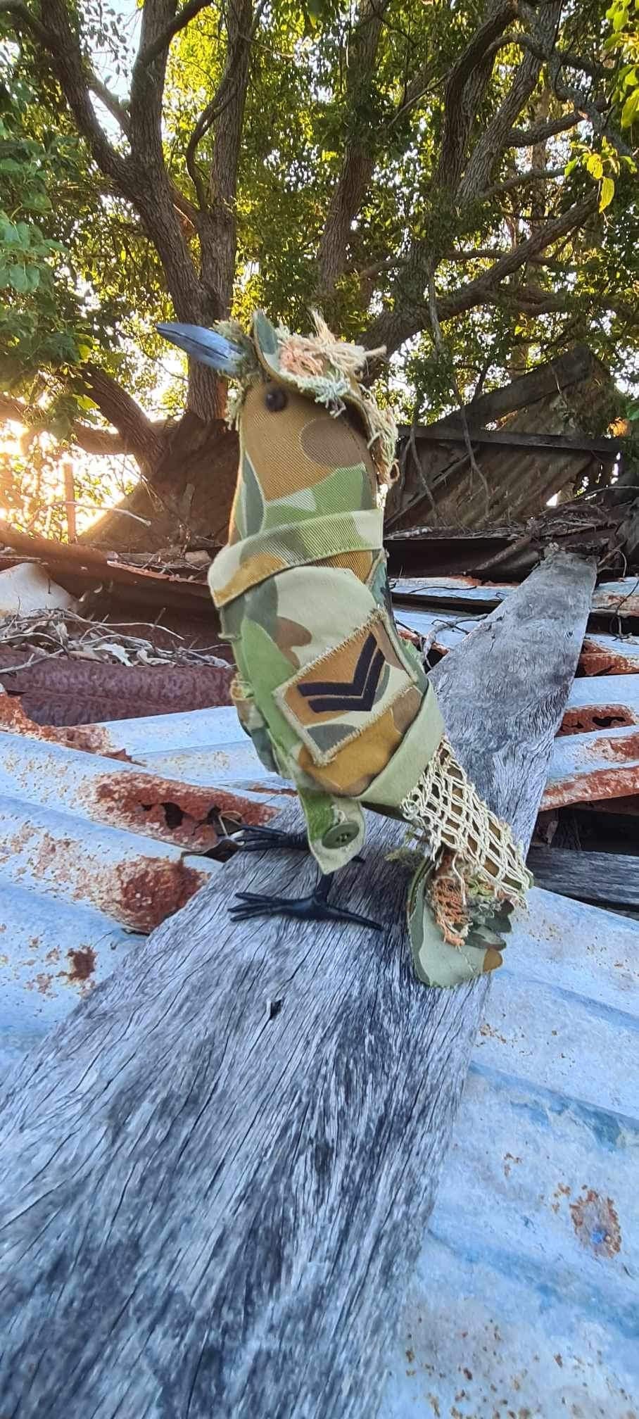 Soldier Bird Sculpture: Australian Army Textile Corvid, Camouflage ...