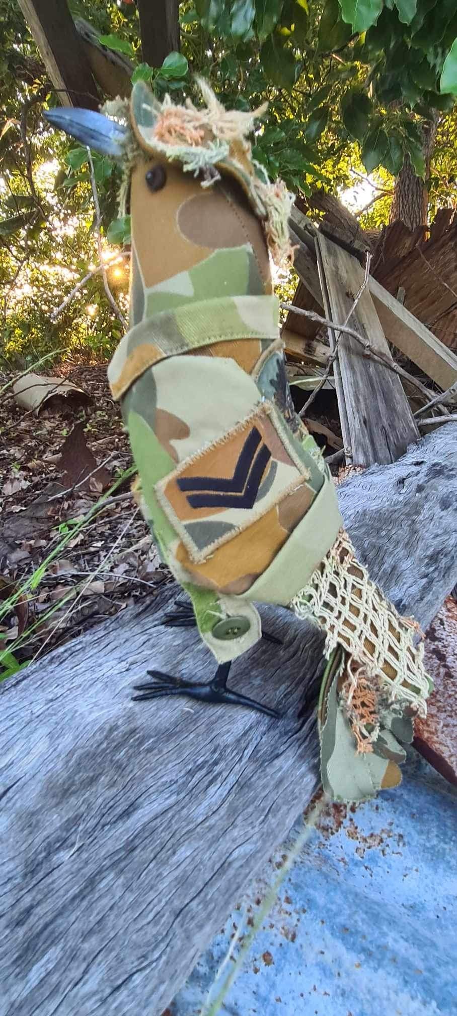 Soldier Bird Sculpture: Australian Army Textile Corvid, Camouflage ...