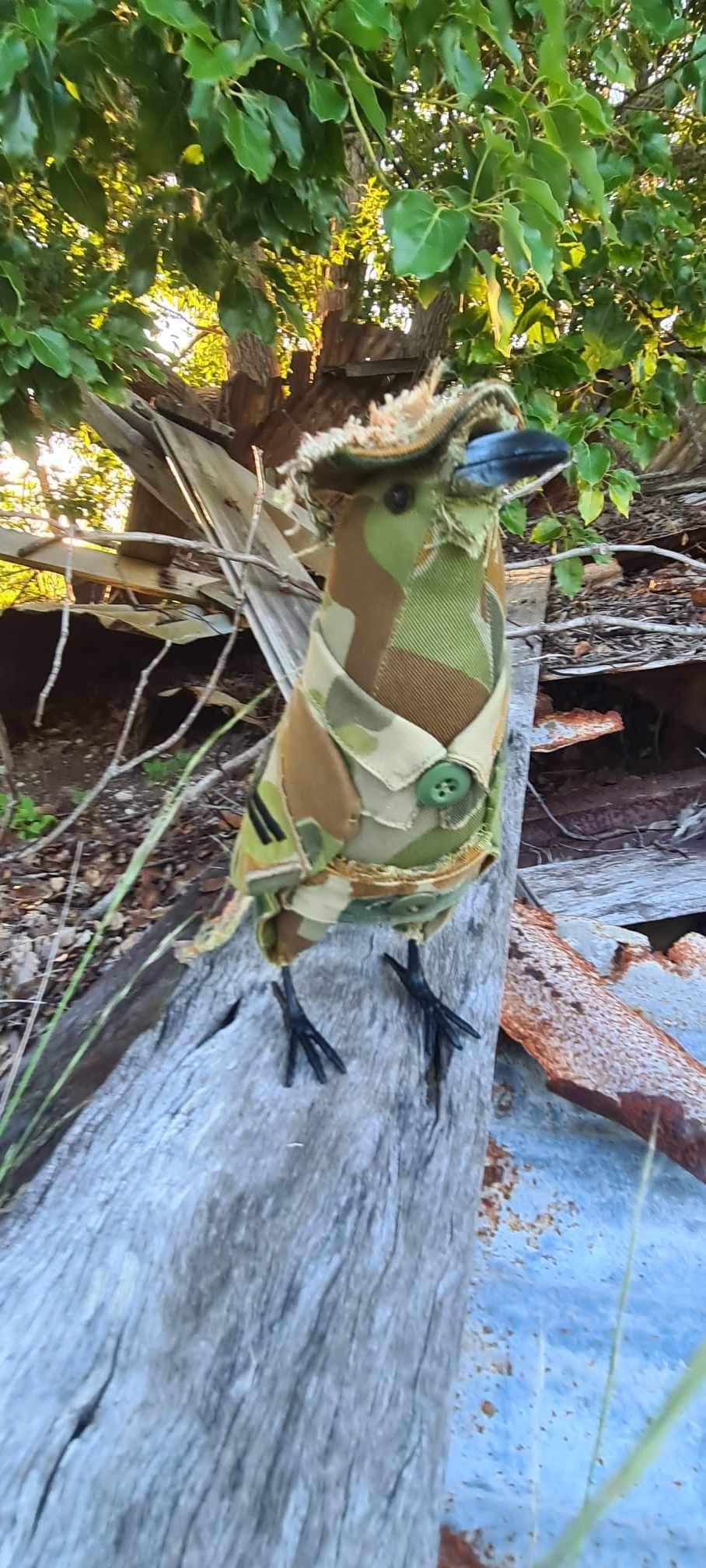 Soldier Bird Sculpture: Australian Army Textile Corvid, Camouflage ...
