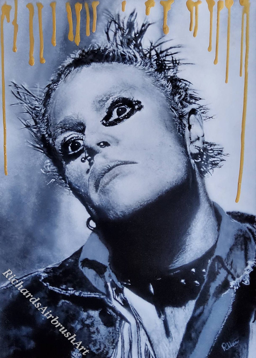 Keith Flint From the Prodigy Airbrushed on Framed Poster Card. - Etsy