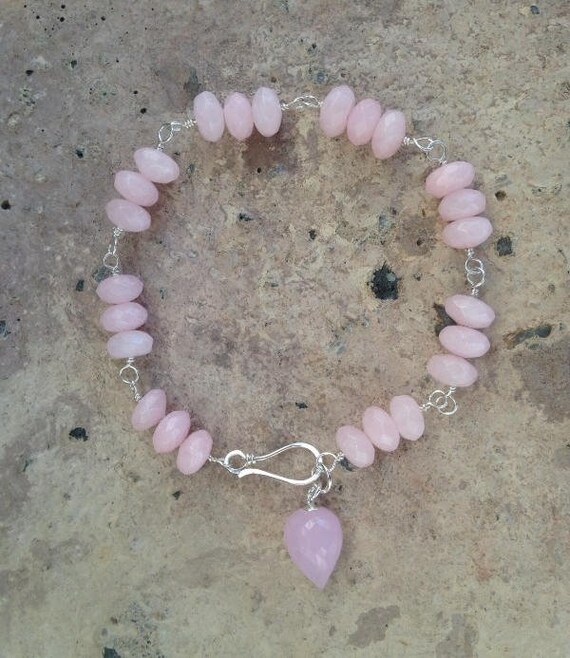 Három Rose Quartz Dew Drop Bracelet - Etsy.de