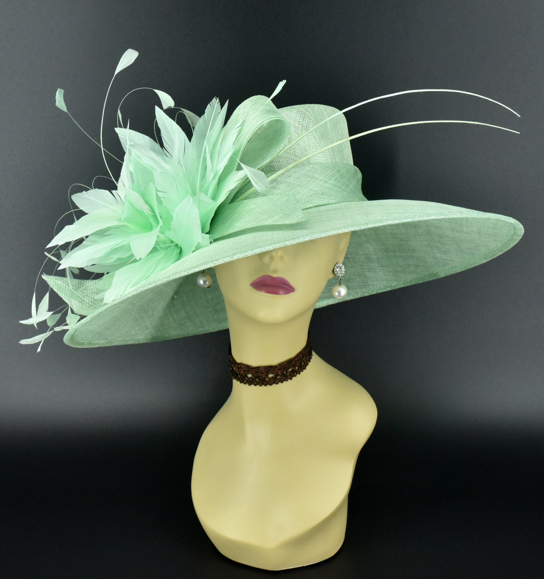 M936( Mint Green Hat ) Kentucky Derby Hat, Wedding Hat, Royal Ascot Hat ...