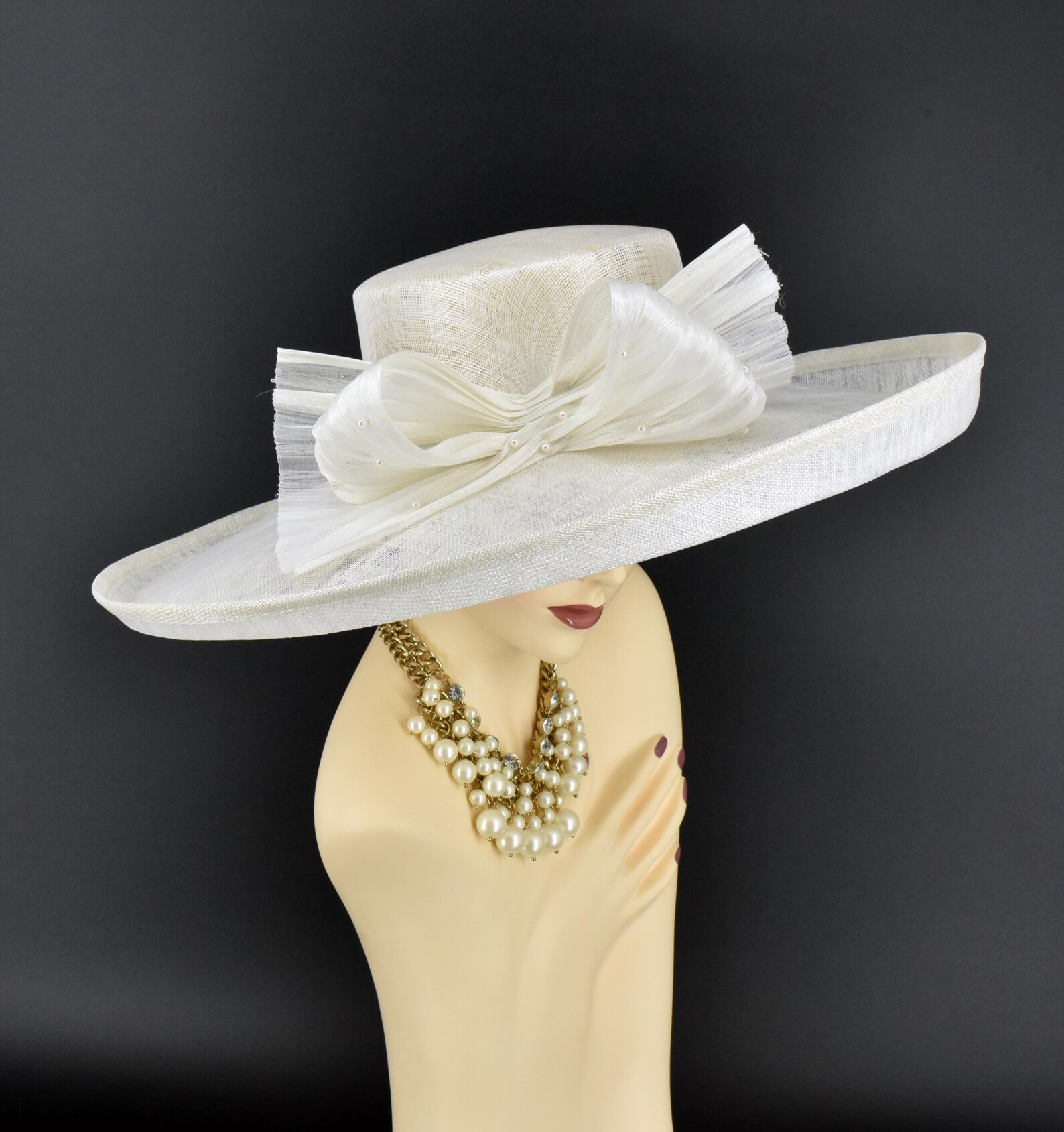 M2431 ( White Hat ) Kentucky Derby Hat, Church Hat, Wedding Hat, Easter ...