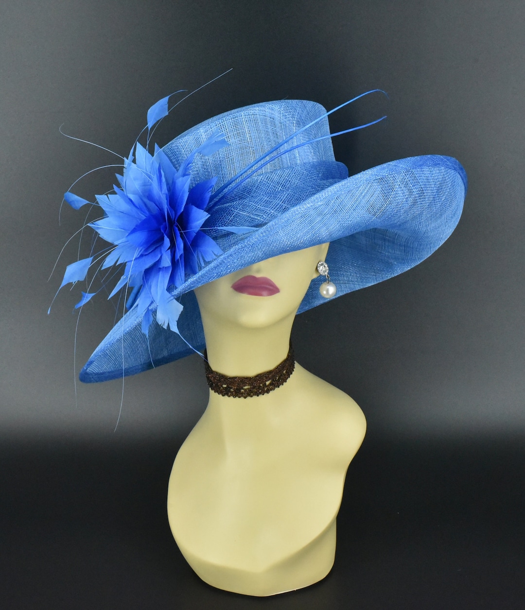 L17 ( French Blue Hat ) Kentucky Derby Hat, Church Hat, Wedding Hat ...