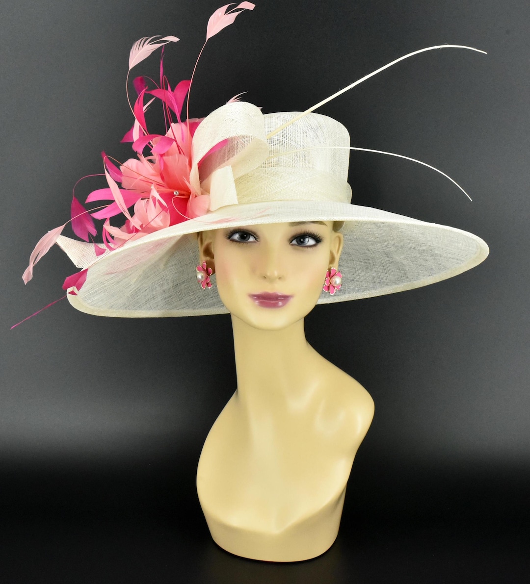 M935 (Ivory Coral / pink Hut) Kentucky Derby Hut, Hochzeitshut ...