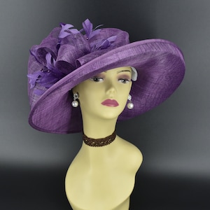 M4002 ( Purple Hat ) Kentucky Derby Hat, Church Hat, Wedding Hat ...
