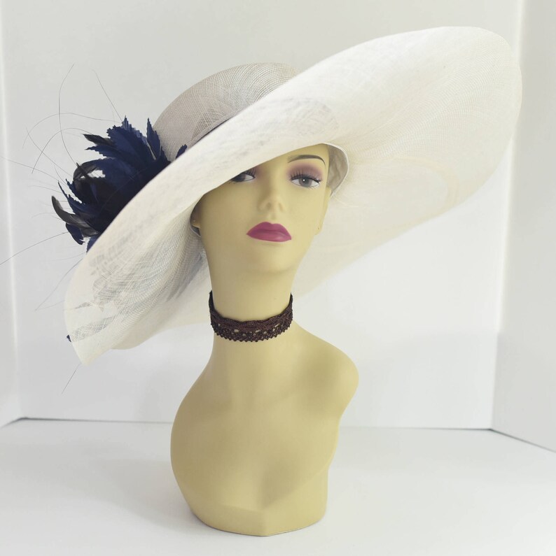 M510 ivory/navy Kentucky Derby Hat Church Hat Wedding Hat - Etsy