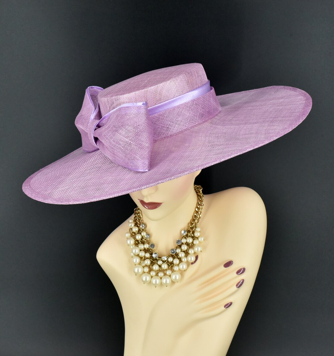 M23155 Lilac Wide Brim Sinamay Fascinator Hat for Kentucky Derby Hat ...