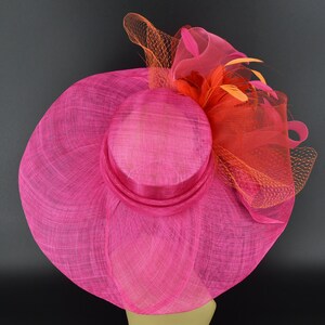 SD20( Hot Pink Orange Red Hat) Kentucky Derby Hat Wedding Hat Horse ...