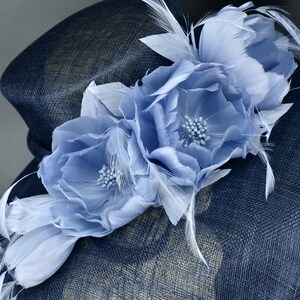 M22028 ( Navy Powder Blue Hat ) Audrey Hepburn Hat With Pretty Feather ...