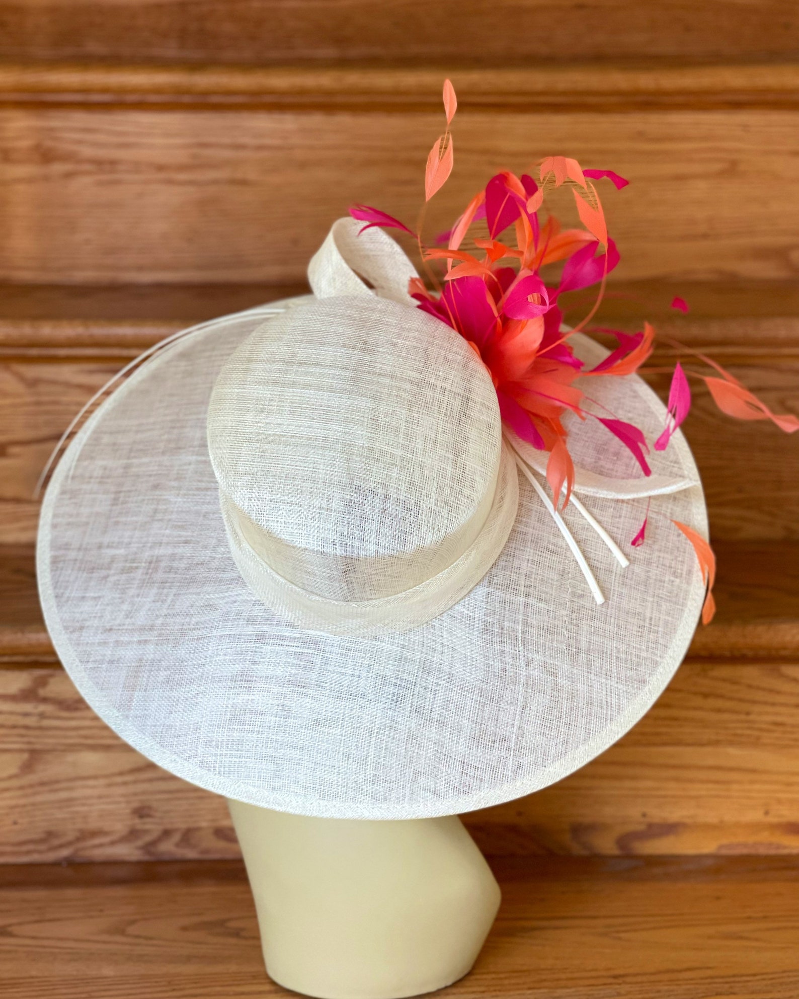 M935ivory Orange Hot Pink Hat Kentucky Derby Hat Wedding - Etsy