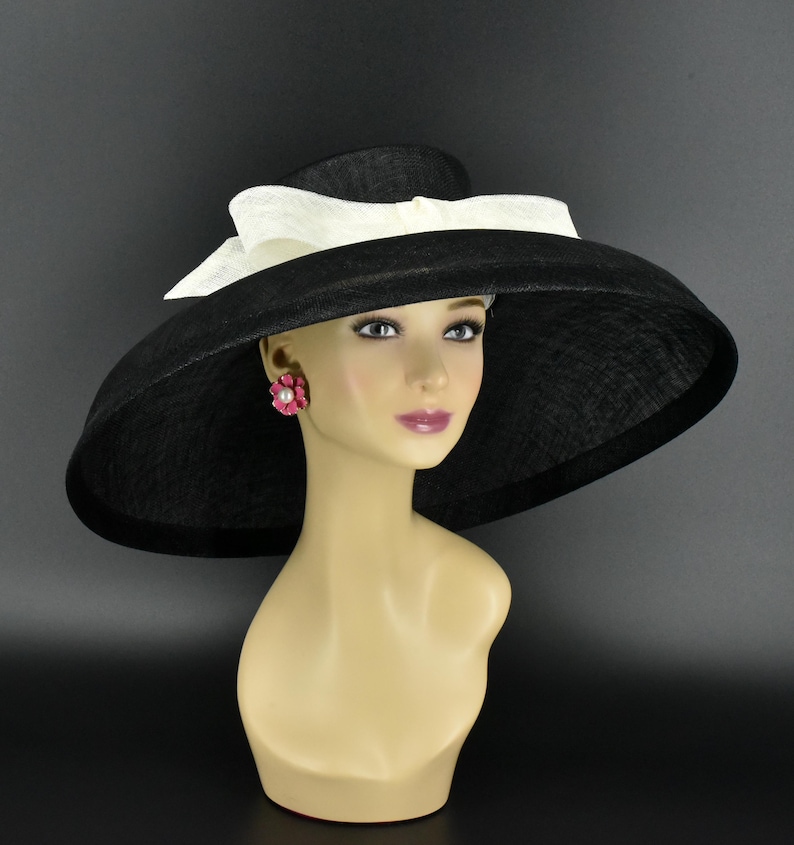 M22025 Black – Audrey Hepburn Hat | 19.75” Jumbo Wide-brim Sinamay ...