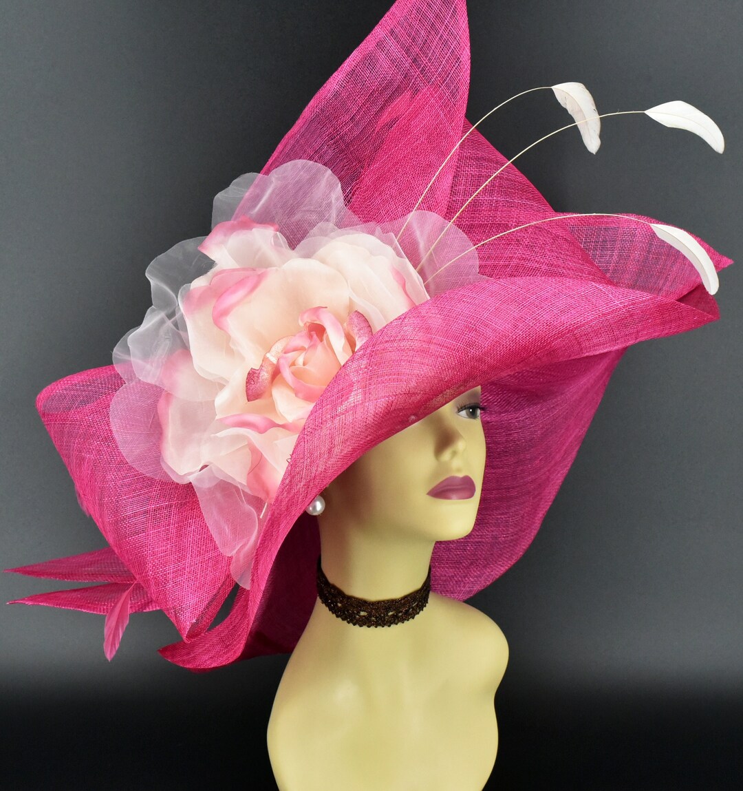 M23157S ( Hot Pink)kentucky Derby Hat, Church Hat, Wedding Hat, Tea ...