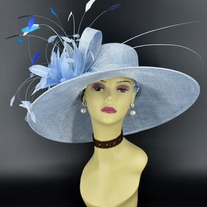 M936( Powder Blue + Multi-colors Hat ) Kentucky Derby Hat Wedding Hat ...