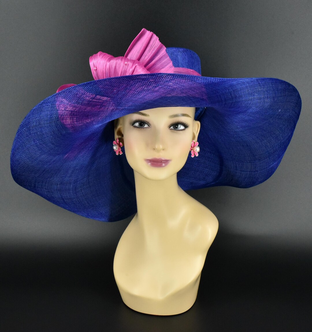 M2442( Royal Blue + More Option) 7.5-8” Jumbo Wide Brim & Abaca Silk ...