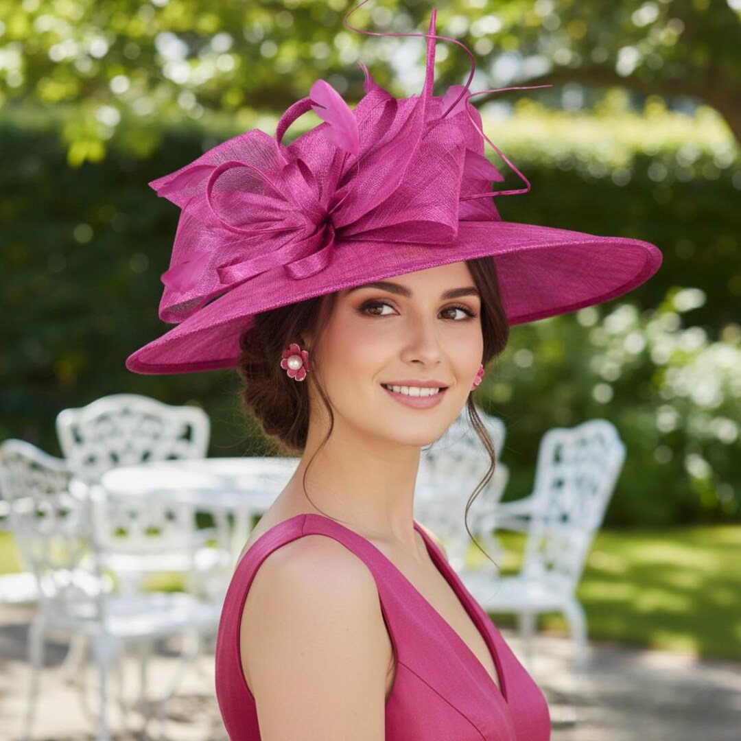 M23012( Damson Pink )kentucky Derby Hat Church Hat Wedding Hat Easter ...