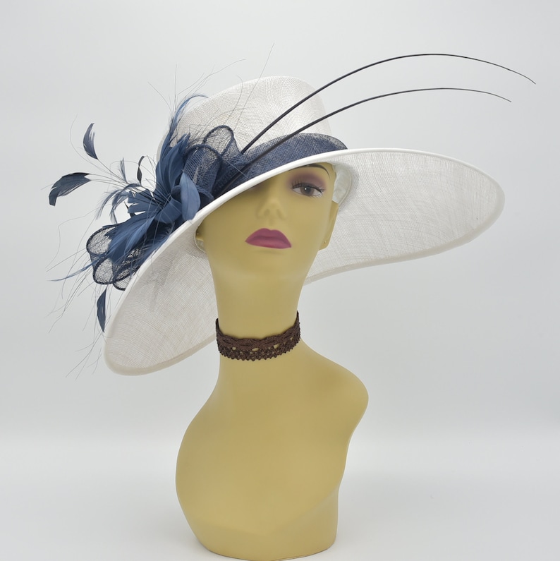 M97white/light Navykentucky Derby Hat Church Hat Wedding - Etsy