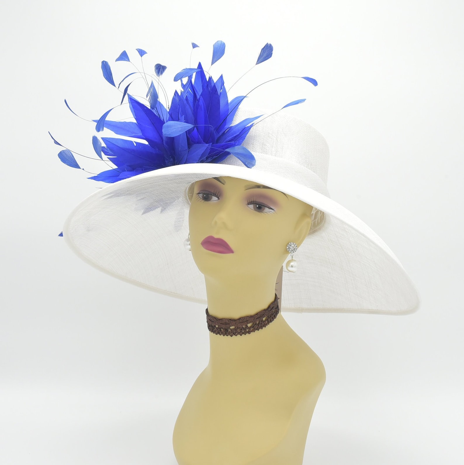 SD17( White/royal Blue )kentucky Derby Hat, Church Hat, Wedding Hat ...