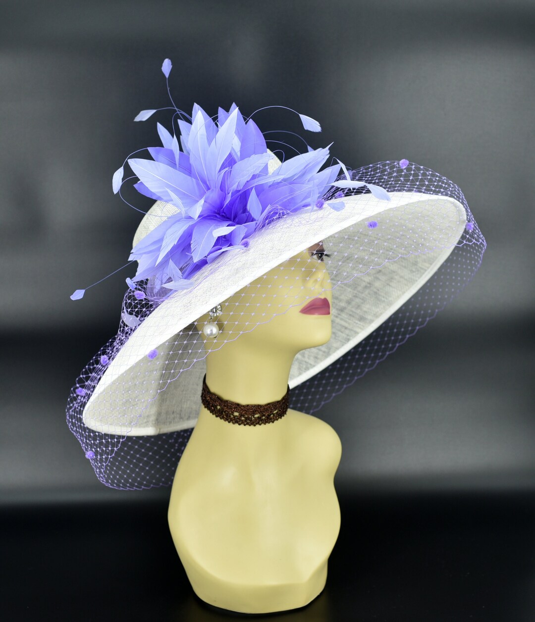 SD17( White Lavender Hat)kentucky Derby Hat Church Hat Wedding Hat ...