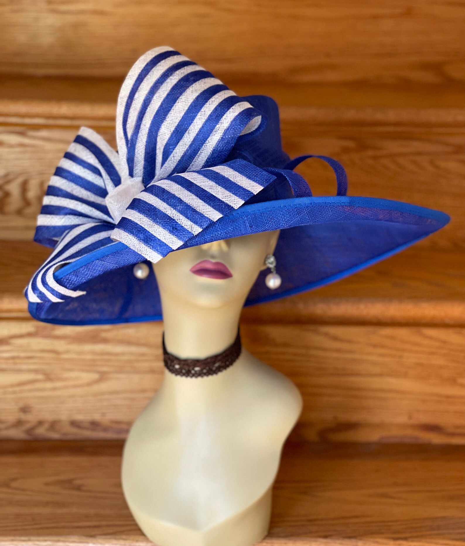 M612 Royal Blue/white Kentucky Derby Hat Church Hat - Etsy