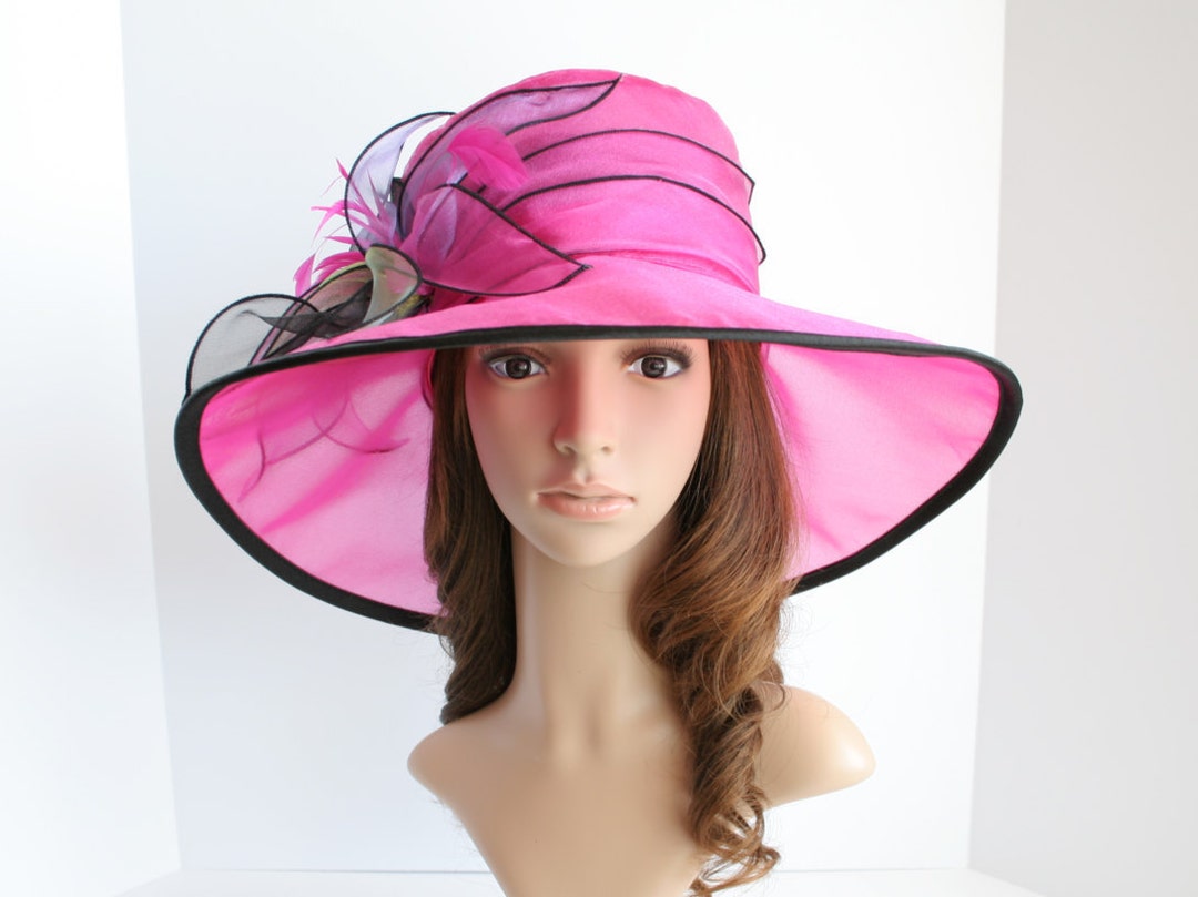 ED05( Fuschia/black)kentucky Derby Hat, Church Hat, Wedding Hat ...
