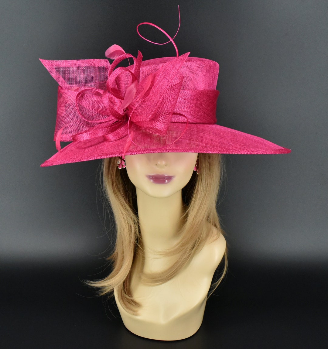 M23012( Hot Pink )kentucky Derby Hat Church Hat Wedding Hat Easter Hat ...