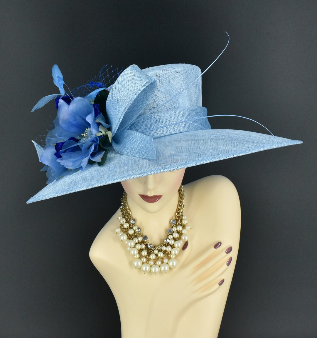 M938( Powder Blue Royal Blue ) Kentucky Derby Hat Wedding Hat Easter ...