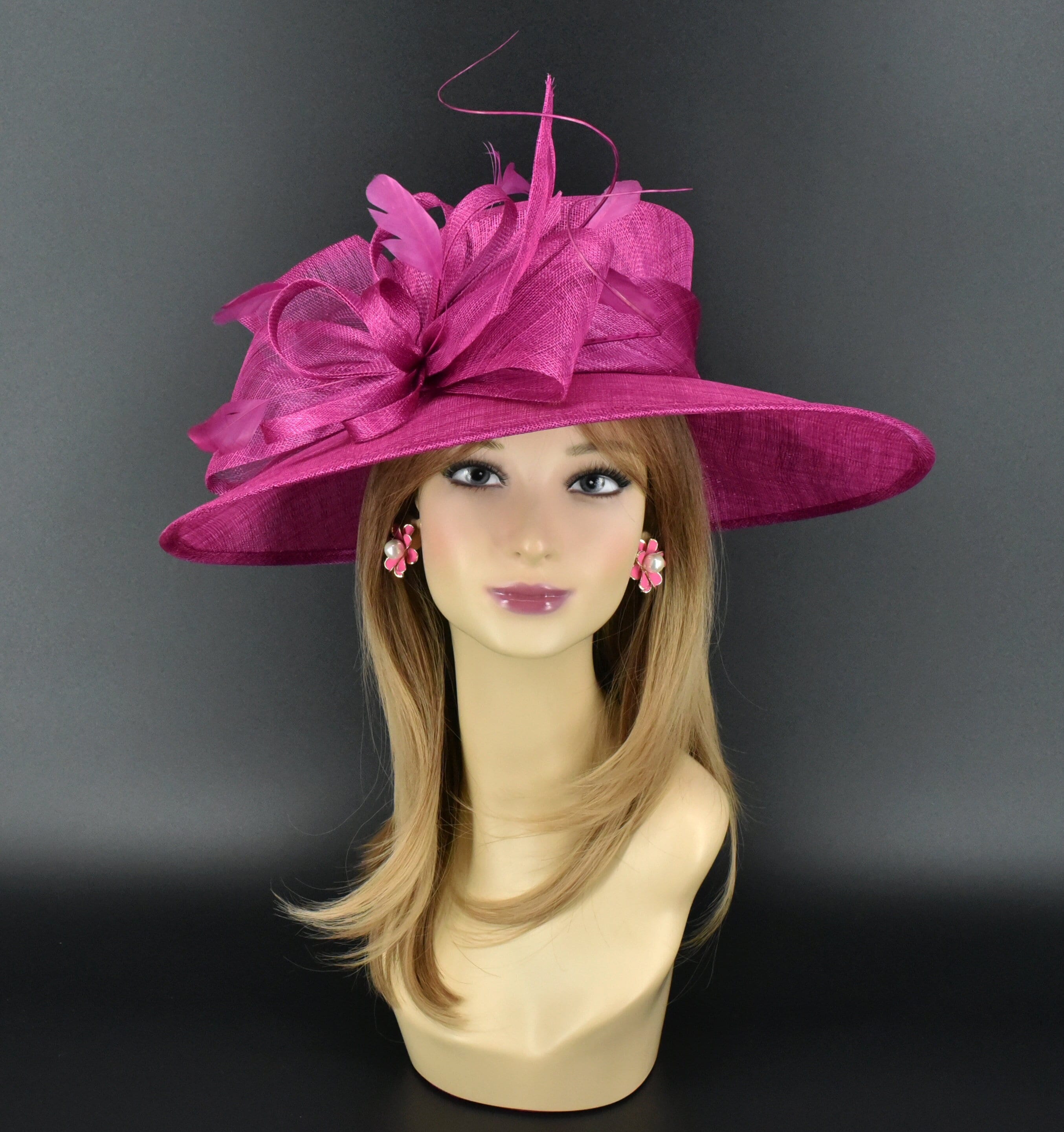 M23012( Damson Pink )kentucky Derby Hat Church Hat Wedding Hat Easter ...
