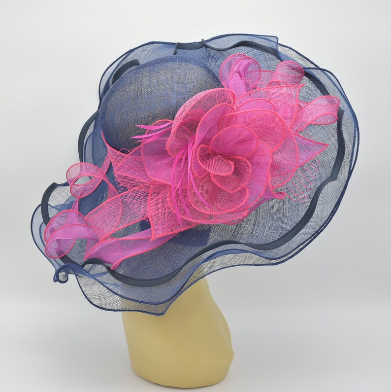 ED4199 navy/fuschia Kentucky Derby Hat Church Hat Wedding - Etsy